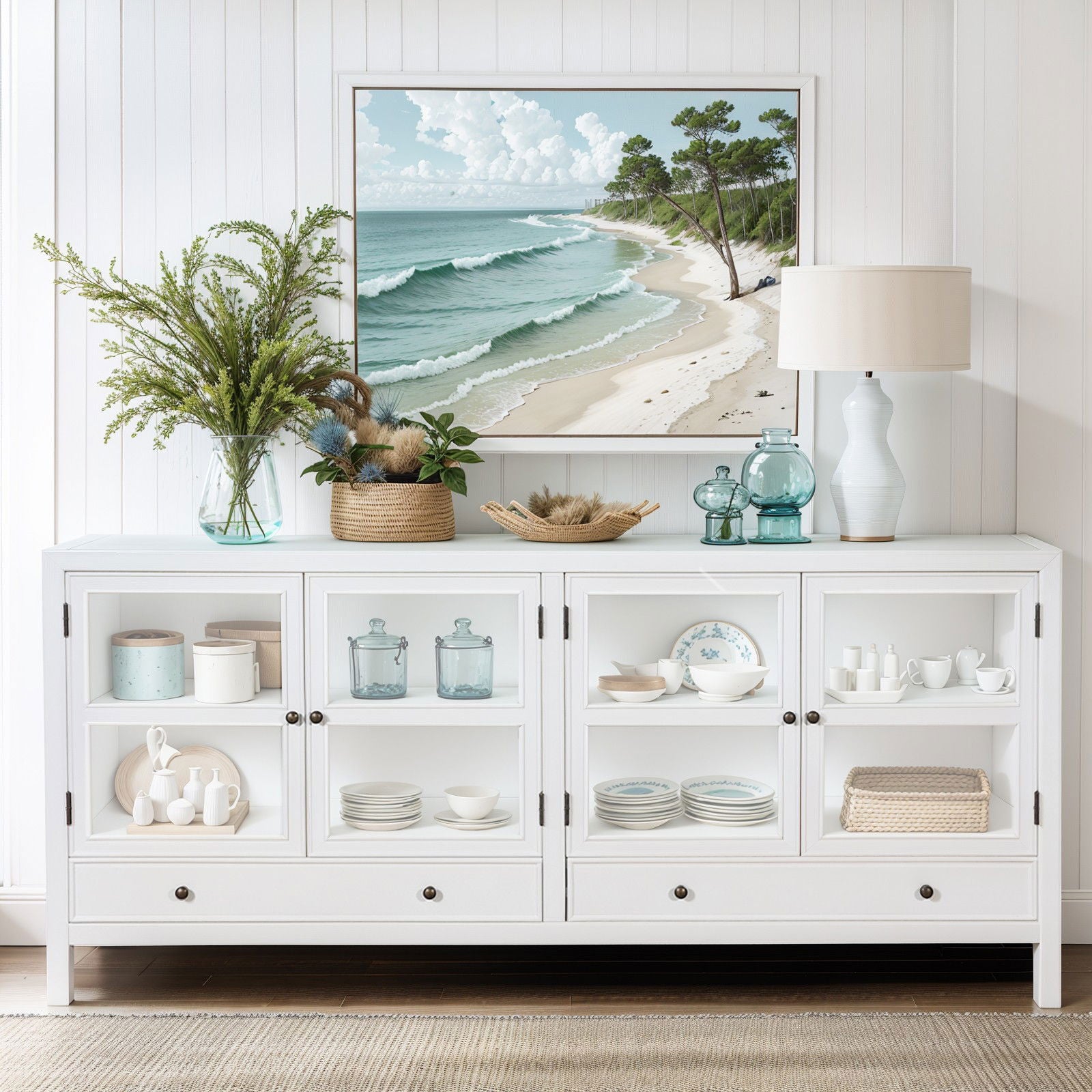 Hamptons Halifax 4 Glass Door Buffet Sideboard | La Joie Living