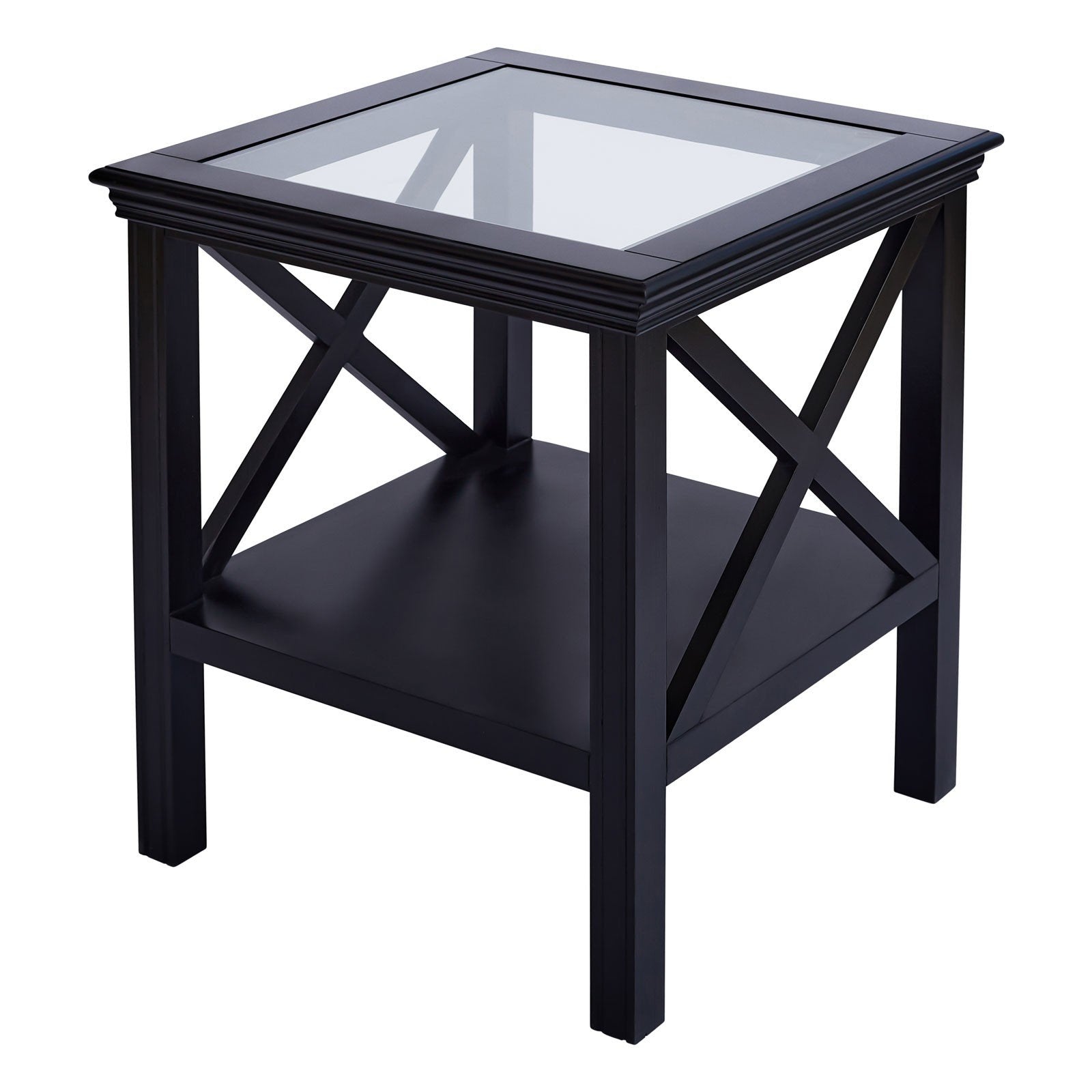 Hamptons Coastal Glass Cross Side Table | La Joie Living